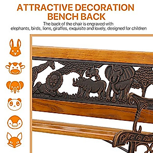 Dkelincs Garden Bench Outdoor for Kids, Metal and Wood Benches Clearance Durable Small Patio Porch Park Benches for Children, Bronze