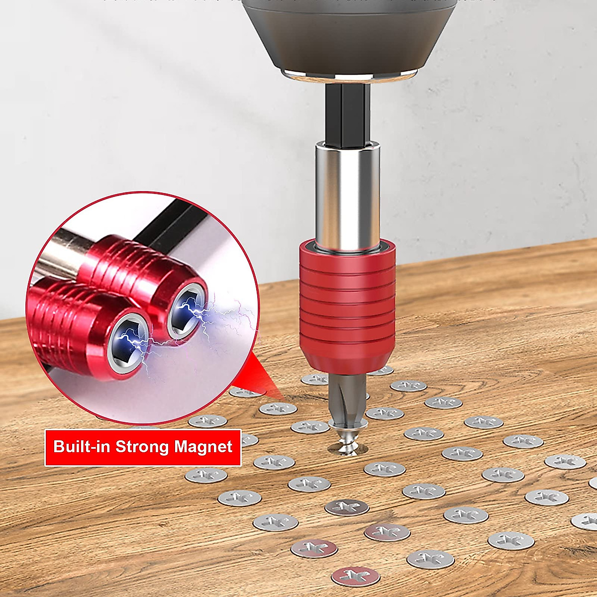 Drill Bit Extension Set,4Pcs Magnetic Drill Screwdriver Bit Holder Bar Chuck Adapter Extender 1/4 inch Hex Quick Release Bit Holder for Impact Driver Screws Nuts Drill