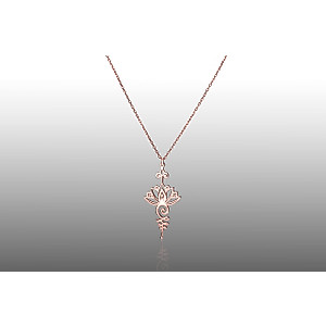 DKMN GÜMÜŞ Lotus Unalome Necklace - 925 Sterling Silver Lotus Flower Unalome Necklace - Yoga Jewelry - Chakra Necklace - Spiritual Symbol Charm (Sterling Silver, 24 Inches)