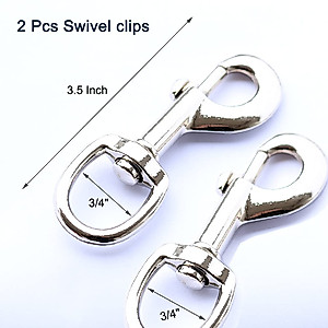 RUSON 50 Feet 5/16 Inch Wire Center Flag Pole Rope and Clips Kit, White Braided Polyester Halyard Steel Center Flag Rope with 2 Pcs 3.5" Flag Swivel Snap Hooks