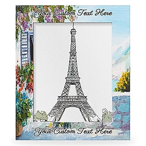 Mardesigns Personalized 8x10 Santorini Island Picture Frame, Wall Mount or Table Top Photo Frame, Greece Sea Landscape Wood Customized Frame Fits 8x10 or 6x8 Picture with Custom Text