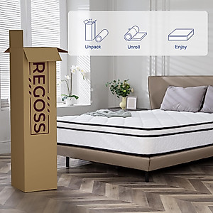 Queen Mattress, 10 inch Queen Size Mattress Hybrid in A Box, Bonnell Coil Queen Size Mattress Medium Soft Feel with High Density Foam for Pressure Relief
