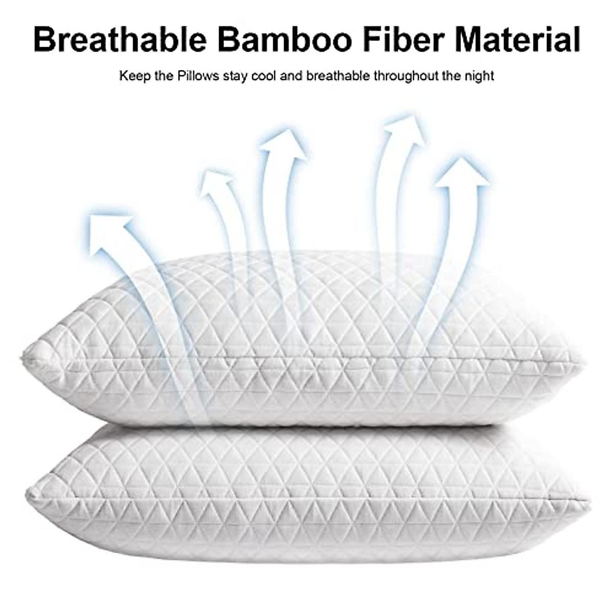 Shredded Memory Foam, Sleeping,Bed Pillows Queen Size Set of 2 Pack Cooling Adjustable,Good for Side and Back Sleeper with Washable Removable Bamboo Cover