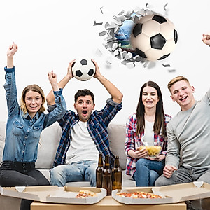 29.5x27.6 Inch 3D Football Wall Sticker Set, 2 Sheets Soccer Decals for Boys Room, PVC Self-Adhesive Soccer Wallpaper Sport Posters Wall Art Decor for Kids Bedroom Home Party Birthday Decoration