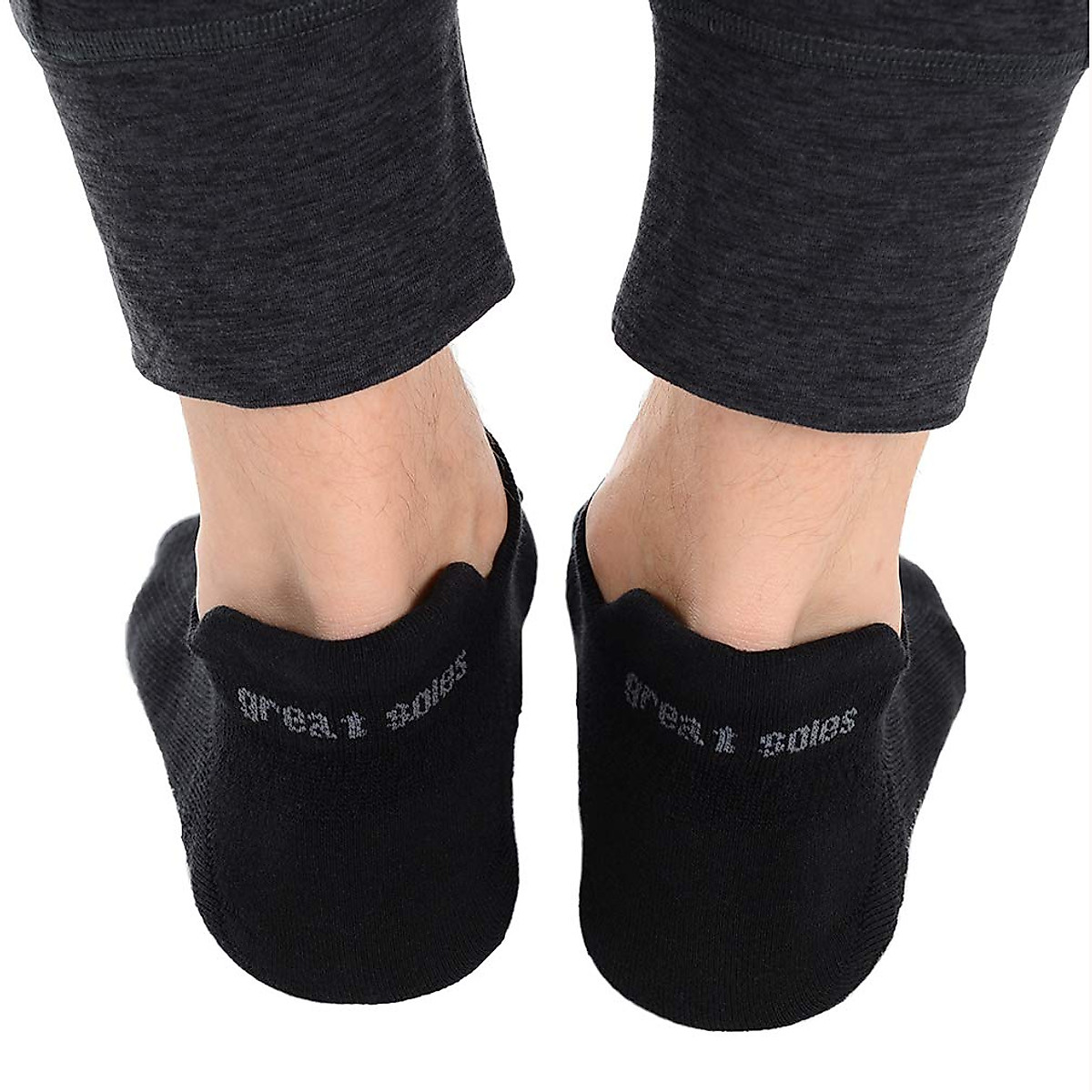 Great Soles Tabbed Grip Socks for Men - Non Slip Yoga Socks for Pilates, Barre, Ballet and Everyday Wear (XL - fits mens shoe sizes 12-15, Black)