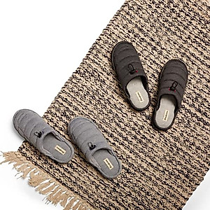 Dearfoams Men's Austin Quilted Memory Foam Sweatshirt Scuff Slipper, Black, Large