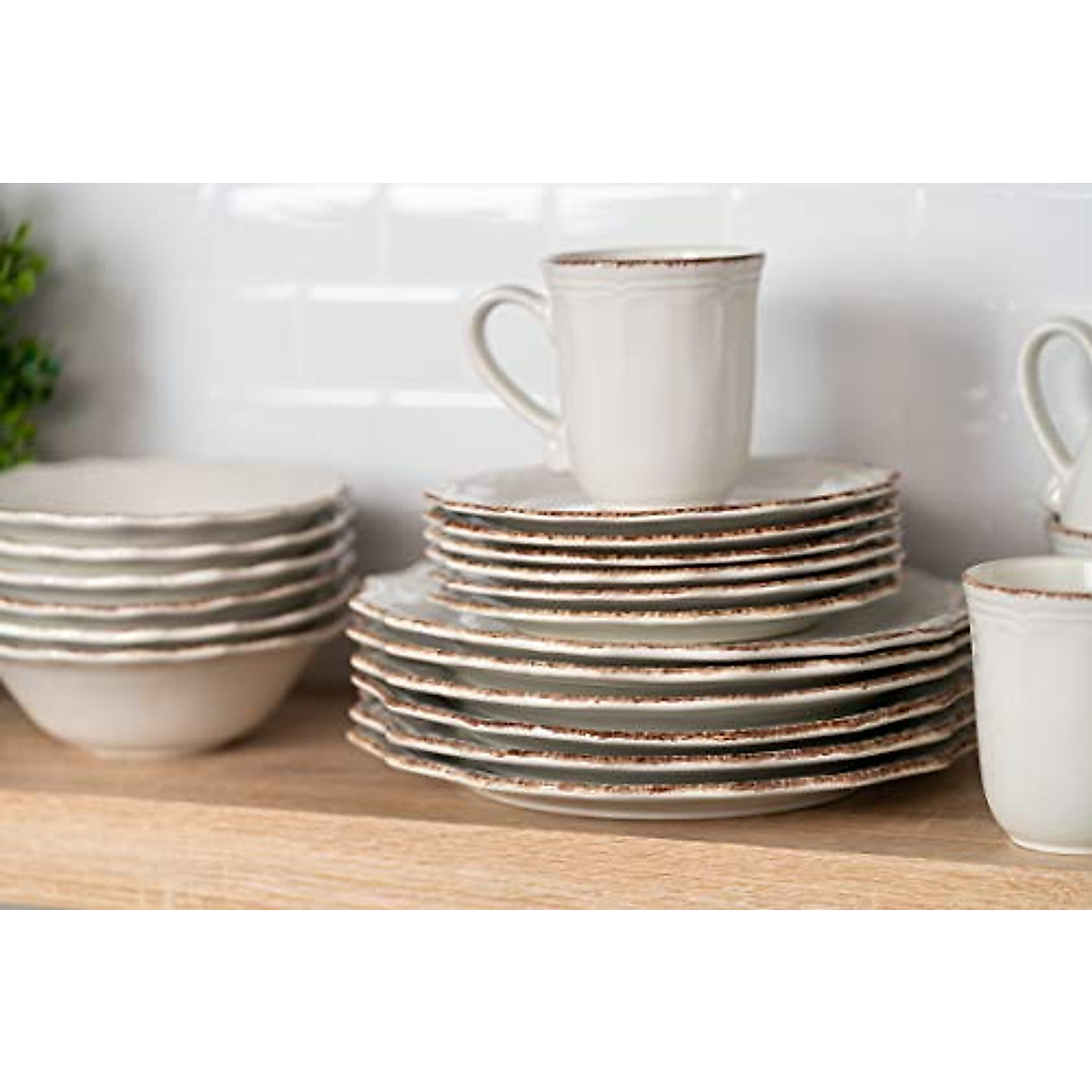 10 Strawberry Street Oxford Dinnerware Set, 24 Pc, Cream