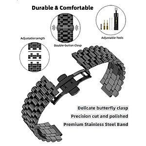 San Jeirie Stainless Steel Case & Band Compatible for Apple Watch Ultra 1/2 (49mm), Rugged Metal Protective Bumper Cover for iWatch Ultra Band for Men (Black)