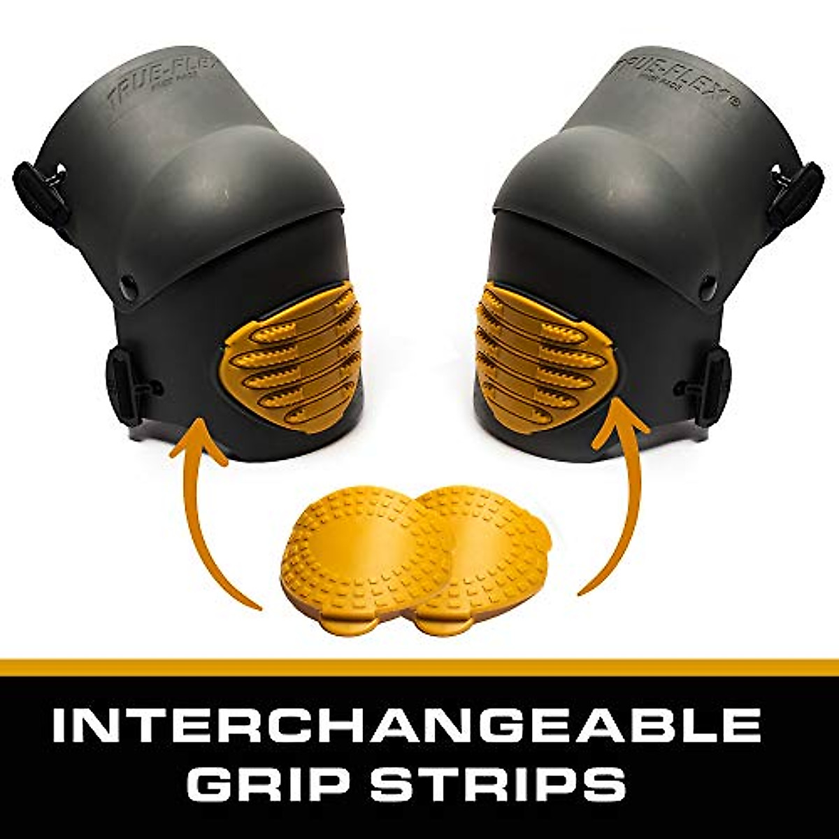 TSE Safety - TSE-TFLX-XL Flex Work Knee Foam Padding Pads - Anti-Slip Strong Double Straps Comfortable Knee Protection Breathable Heavy Duty for Indoor and Outdoor Use – XL, Black & Yellow