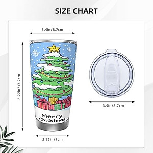 AYCZN Xmas 20 OZ Tumbler Stainless Steel Travel Coffee Mug, Christmas Tree Insulated Water Bottle with Lid and 2 StrawsLeakproof Thermal Cup