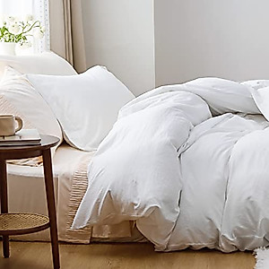Bedsure White California King Duvet Cover - Soft Prewashed Cal King Duvet Cover Set, 3 Pieces, 1 Duvet Cover 104x98 Inches with Zipper Closure and 2 Pillow Shams, Comforter Not Included