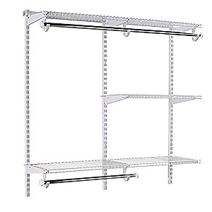 Rubbermaid Configurations 4-8 Feet Expandable Hanging and Shelf Space Custom DIY Closet Organizer Kit, White (2 Pack)
