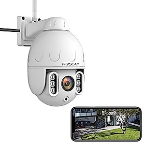 FOSCAM SD4 2k 4MP Outdoor Security Camera, 5G/2.4GHz WiFi PTZ IP Surveillance Camera with 4X Optical Zoom, Smart AI Human Detection, 2-Way Audio, 165ft Night Vision, CMOS Image Sensor, IP66