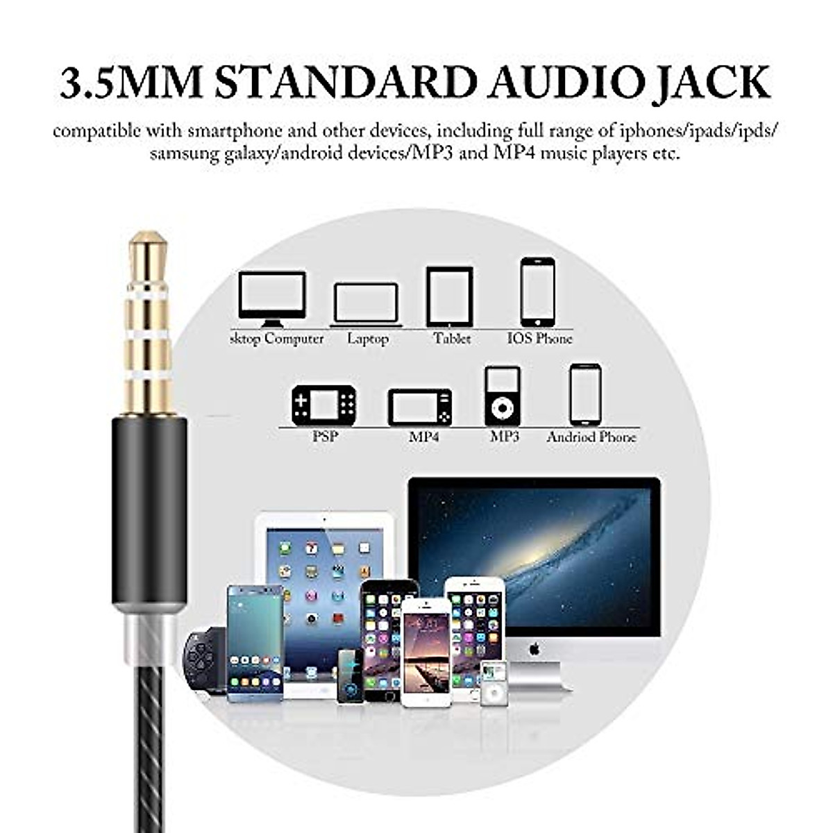 TakeCase Metal Wired Earphone Professional in Ear Headset with Built-in Microphone 3.5mm in-Ear Wired Earphone Heavy Bass Sound Quality Music Sport Headset