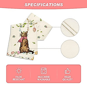 Artoid Mode Cat Branches Leaves Heart Eggs Easter Table Runner, Spring Summer Seasonal Holiday Kitchen Dining Table Decoration for Indoor Outdoor Home Party Decor 13 x 72 Inch