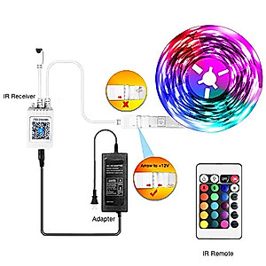 phopollo Led Strip Light, 32.8ft led Light Strips with Remote & App,Music Sync Mode with Mic, Smart Flexible12v Led Lights for Bedroom Ceiling, Party,Stairs.