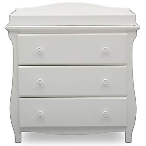 Delta Children Lancaster 3 Drawer Dresser with Changing Top, Greenguard Gold Certified, Bianca White