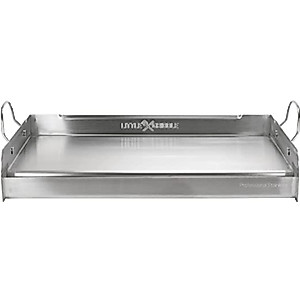 LITTLE GRIDDLE griddle-Q GQ230 100% Stainless Steel Professional Quality Griddle with Even Heat Cross Bracing and Removable Handles for Charcoal/Gas Grills, Camping, Tailgating, and Parties (25"x16"x6.5")