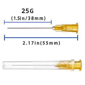 100Pack 25Ga 1.5 inch Needles Luer Lock Lab Dispensing Accessories for Measuring,Refilling Inks
