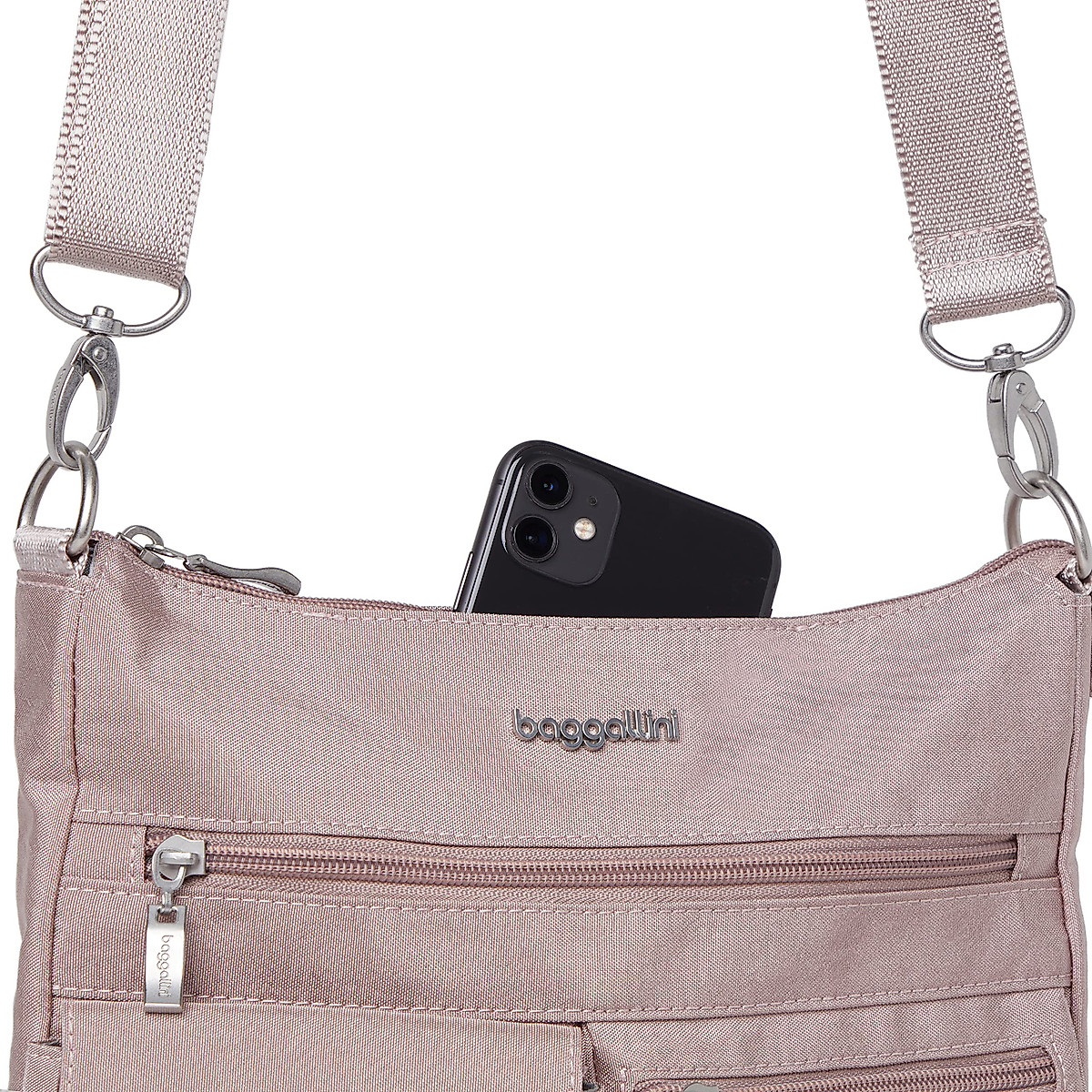 Baggallini womens Modern Everywhere Slim Crossbody, Blush Shimmer, One Size US
