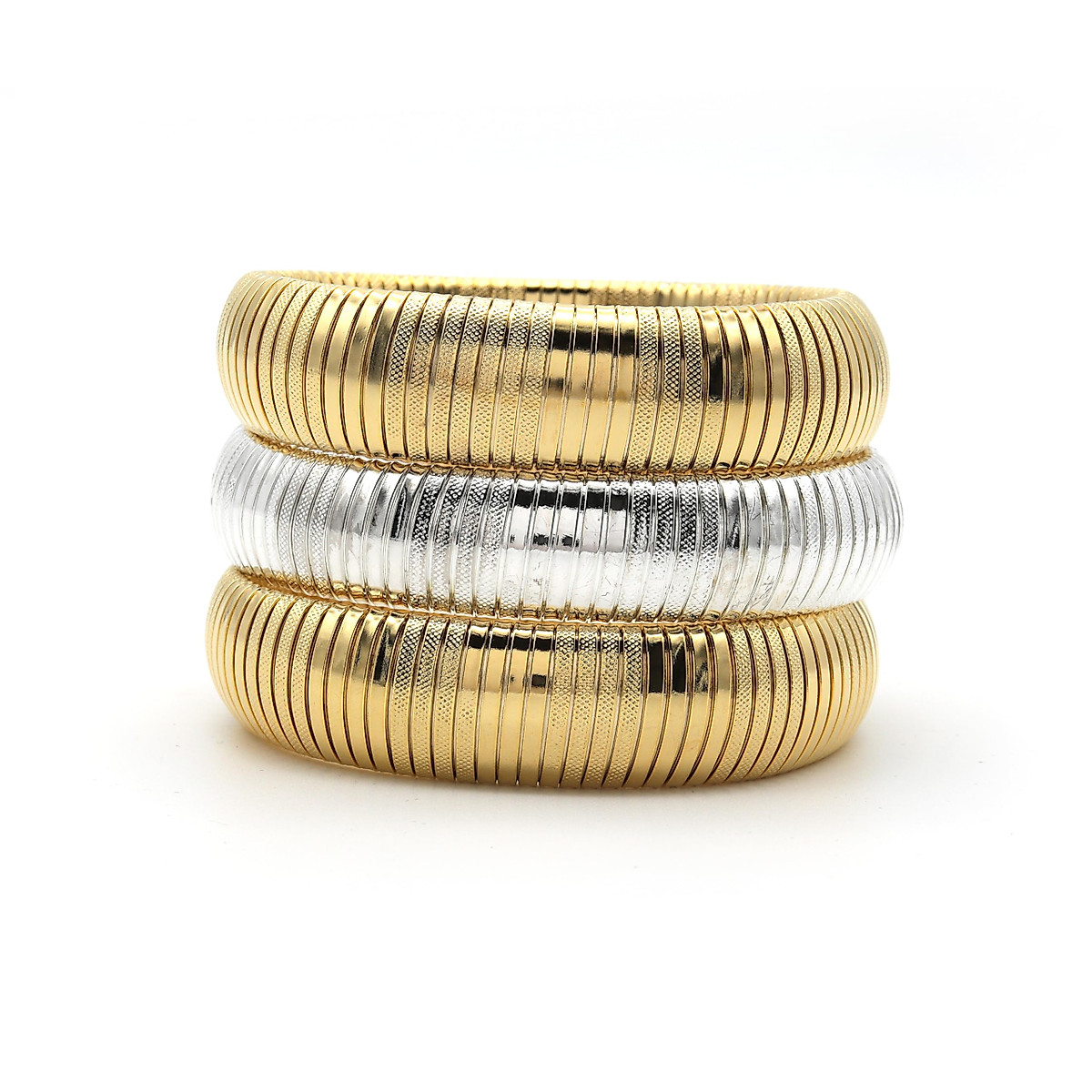 Marshal Metal Fashion Bracelet Omega 18k Gold Plated Brass Stretch Cobra Bracelet (14mm))