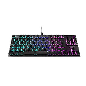 Roccat Vulcan TKL (UK Layout) Mechanical PC Gaming Keyboard, Tenkeyless, Linear Titan Switch, Per-Key AIMO RGB Lighting, Anodized Aluminum Top Plate and Detachable USB-C Cable, Black