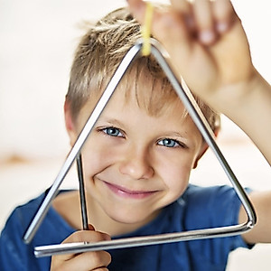 EASTROCK Triangle Instrument 3 Packs 4 5 6 Inch Percussion Instrument Set Hand Percussion Triangles with Striker