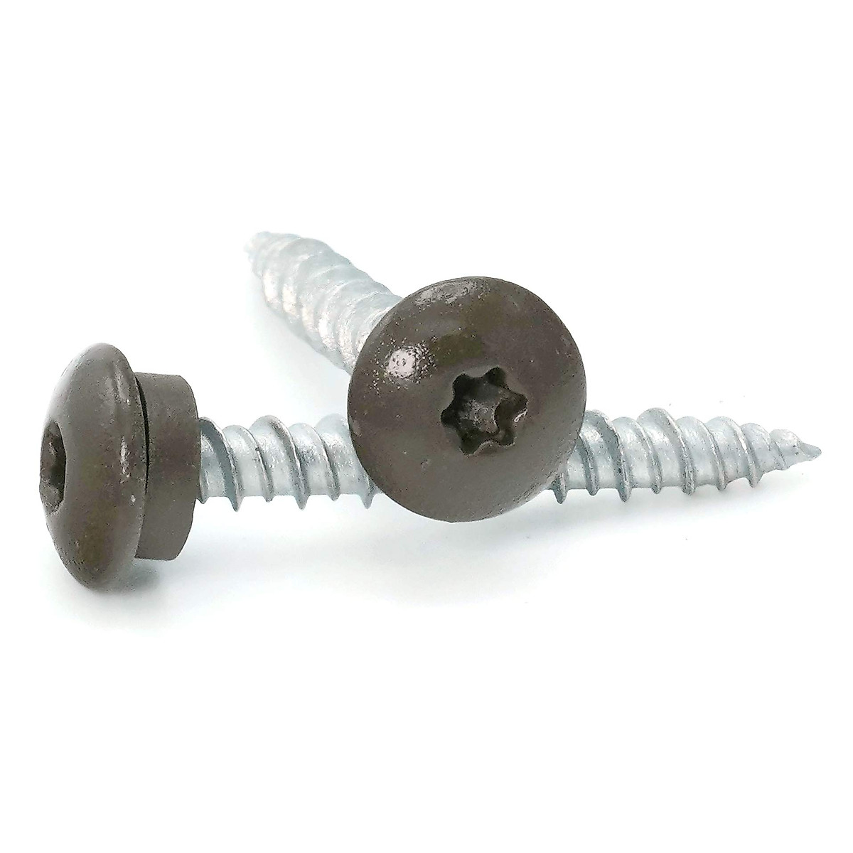 Low Profile Mechanical Galvanized Roofing Screws Bronze Finish - #10 x 2" Qty 100