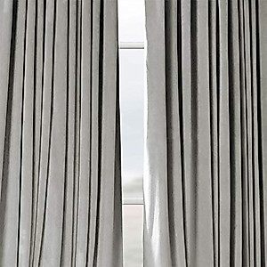 HPD Half Price Drapes Extra Wide Grommet Blackout Velvet Curtains 84 Inches Long Heat & Full Light Blocking Blackout Curtains for Bedroom & Living Room (1 Panel), 100W x 84L, Silver Grey