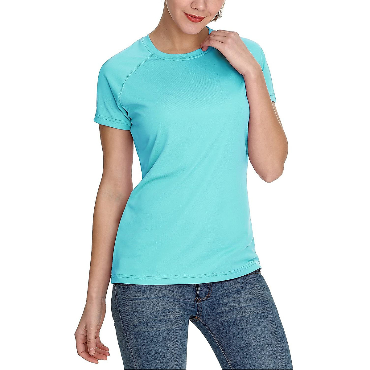 BALEAF Women's UPF 50+ UV Protection Shirts Short Sleeve T-Shirts SPF Sun Shirts Quick Dry Outdoor Performance Tops Blue Size M