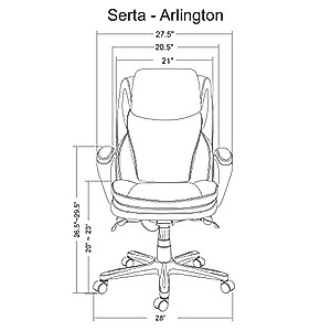 Serta® Smart Layers™ AIR Arlington Executive Chair, Leather, Black/Pewter