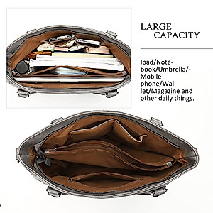 Purses for Women，Soft PU Leather Handbags ，Large Capacity Purse， Fashion Crossbody Bags, Top Handle Satchel (Grey)