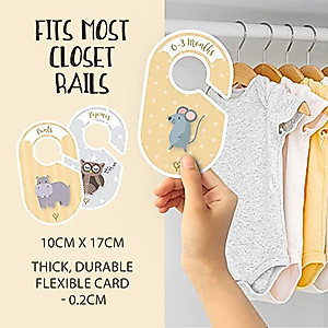 Baby Closet dividers & Baby Clothes Organizer - 18 x Baby Clothes Closet dividers - Neutral Hangers (boy & Girl) - Size & Age Baby Clothes dividers - Cozy Hedgehog