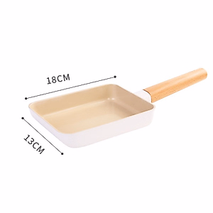 BEIJIALY Japanese Omelette Pan, Japanese Breakfast Pan, Rectangular Shaped Ceramic Coating Non Stick Pancake Egg Roll Frying Pan with Wood Handle
