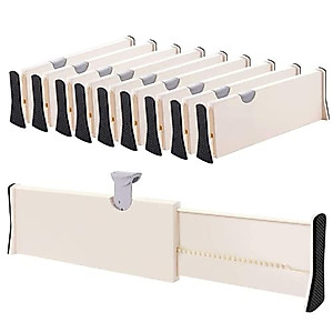 Drawer Dividers Organizer 9 Pack, Adjustable Separators 4" High Expandable from 11-17" for Bedroom, Bathroom, Closet, Clothing, Office, Kitchen Storage, Strong Secure Hold, Foam Ends, Locks in Place