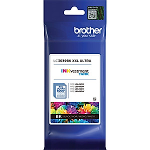 Brother Genuine LC3039BK Single Pack Ultra High-yield Black INKvestment Tank Ink Cartridge, Page Yield Up To 6,000 Pages, LC3039