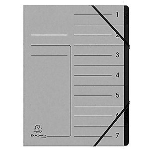 Exacompta 540711E Stapled Folder with Elastic Bands 7 Compartments Recycled Card Black A4 Document Folder - Grey