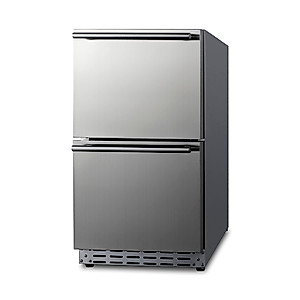 Summit Appliance ADRD18OS 18" Wide ADA Compliant Outdoor 2-Drawer All-Refrigerator in Stainless Steel with Panel-Ready Drawer Fronts, Digital Thermostat, Frost-free Defrost, Digital Display