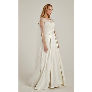 Shoulder Cape Veil Tulle Church Bridal Cape Veil Chapel Wedding Veil B018 (Ivory)