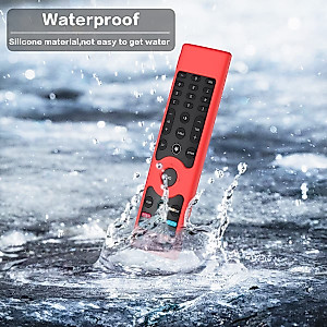 [2 Pack] WQNIDE Silicone Protective Case Cover for Vizio XRT140 Smart TV Remote Control,Shockproof Vizio XRT140 LED QLED HD UHD TV Remote Replacement Case with Lanyard (Red+Grow Blue)