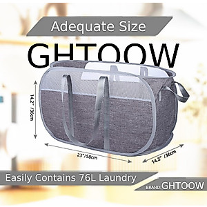 GHTOOW, Collapsible Laundry Basket, 3 Pack, Hamper with Reinforced Handles, Durable Pop Up Hampers for Laundry, Tear Proof & Easy to Carry Laundry Hamper for Home, Laundry, Dorm, Travel