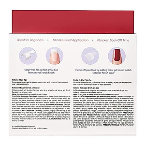 KISS Brush-On Gel Finish Fake Nail Kit French Manicure Set, 48 Short Length Square Shaped French & Natural Glue-On Nail Tips