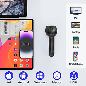 Bluetooth Wireless Barcode Scanner Versatile 3-in-1 (2.4Ghz Bluetooth6.0 Wireless+USB 2.0 Wired) Rechargeable symcode 1D Laser Barcode Reader USB Handheld Bar Code Scanner Wireless Barcode Reader