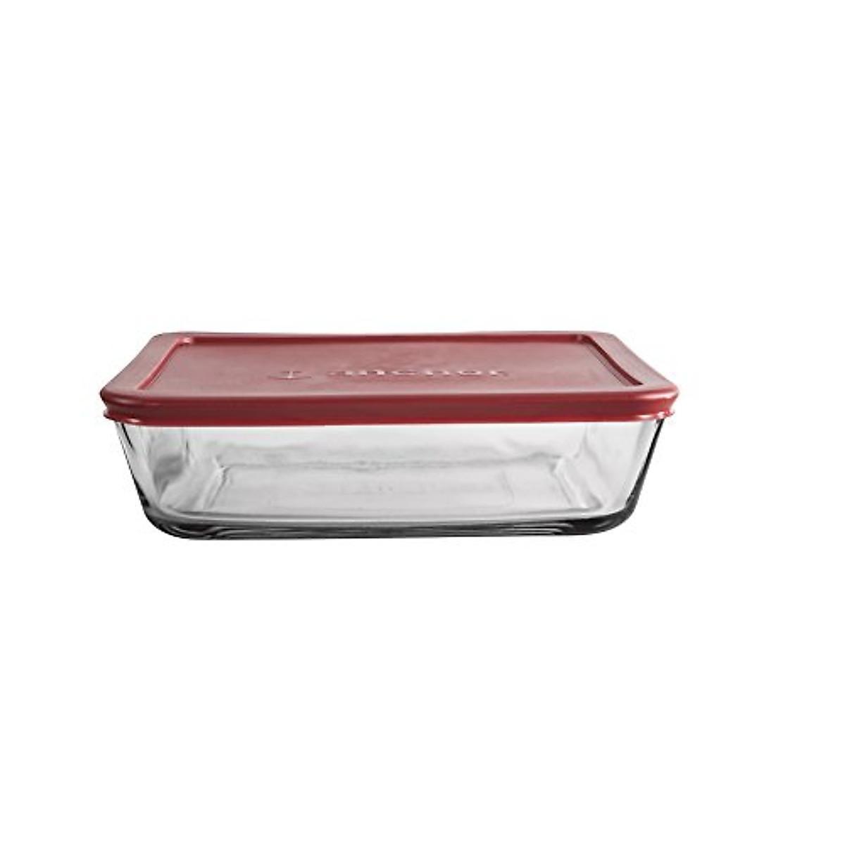 Anchor Hocking Classic Glass Food Storage Container with Lid, Red, 6 Cup