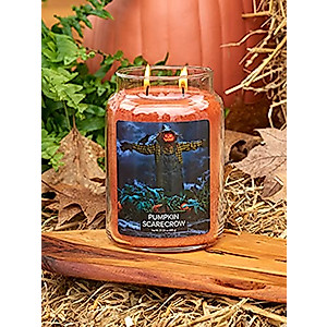 Village Candle Pumpkin Scarecrow Large Glass Apothecary Jar Scented Candle, 21.25 oz, Orange, 21 Ounce