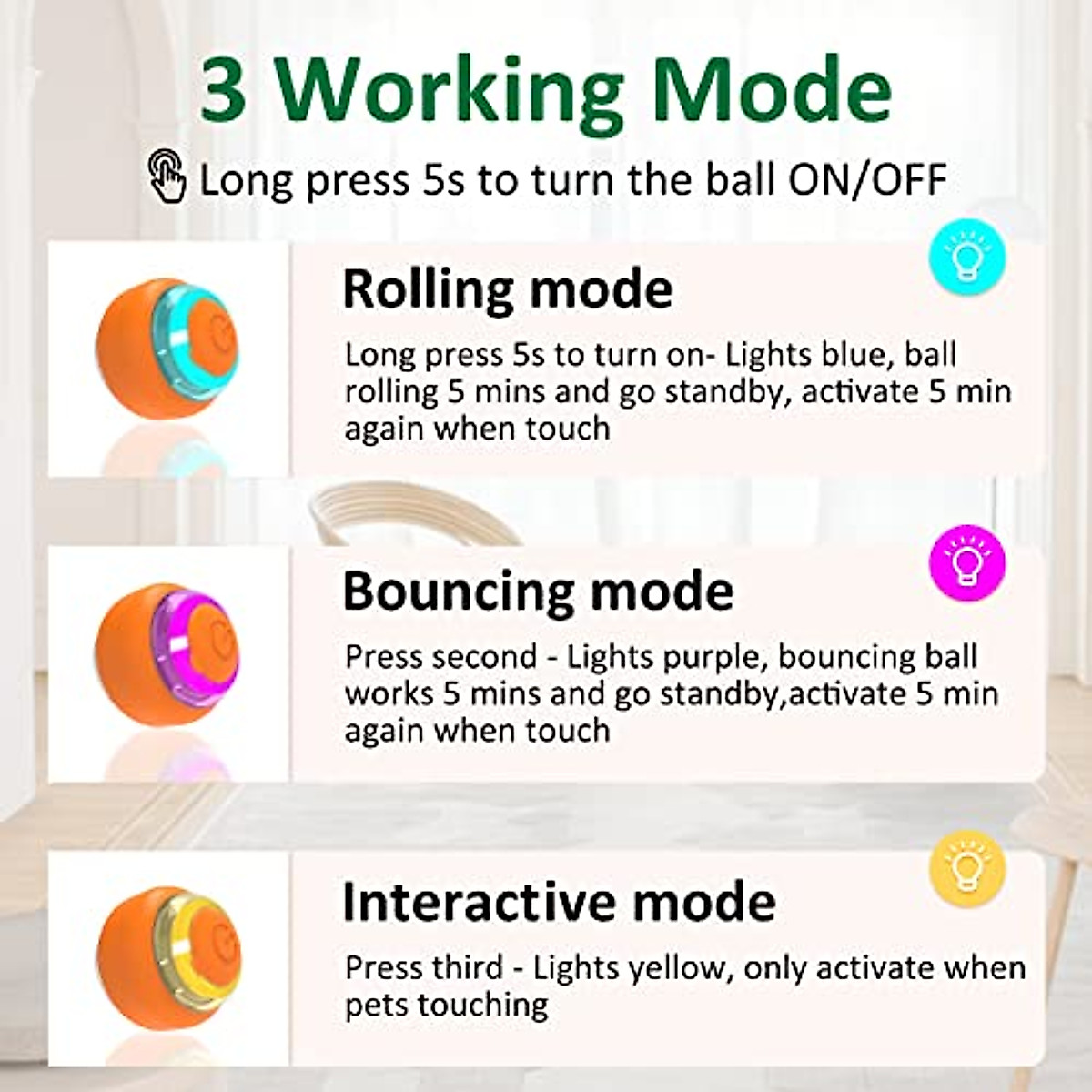 AUKL Cat Ball Toys for Indoor Cats, Bouncing Balls Wicked Ball Motion Cat Toys