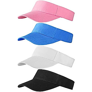 Trounistro 4 Pack Sun Sports Visor Hats Adjustable Hat Summer Cotton Cap for Golf Cycling Fishing Tennis Running Jogging and Other Sports (Style 2)