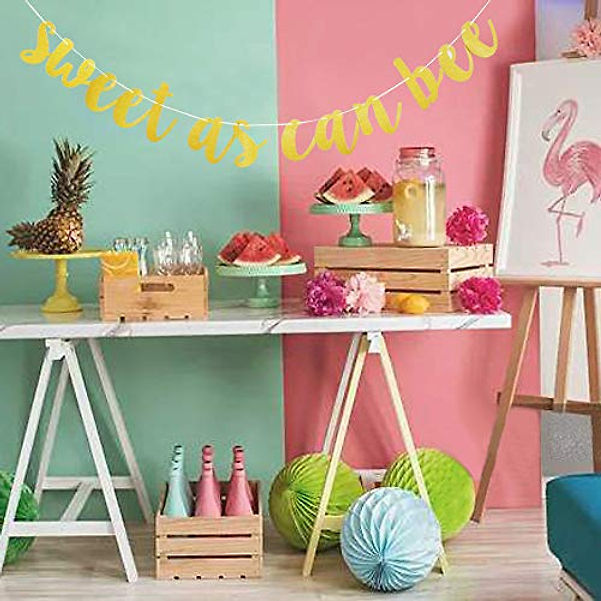 Sweet As Can Bee Banner, Baby Shower Party Sign, Gender Reveal Party Supplies, Baby Boys Girls' Birthday Party Bunting Decorations