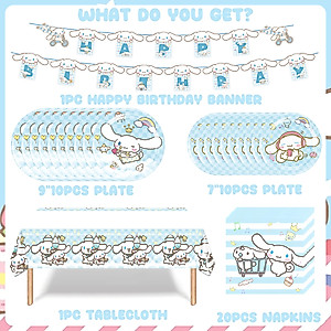Cartoon Theme Birthday Party Decorations Supplies, Cartoon Party Tableware Include Birthday Banner, Tablecover, 10Pcs 9" Plates, 10Pcs 7" Plates, 20 PCS Napkins