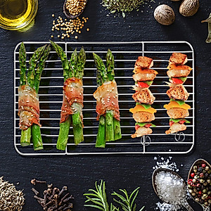 E-far Small Baking Rack Set of 2, Stainless Steel Metal Roasting Cooking Racks, Size – 8.6"x6.2", Non Toxic & Rust Free, Fit for Small Toaster Oven, Dishwasher Safe